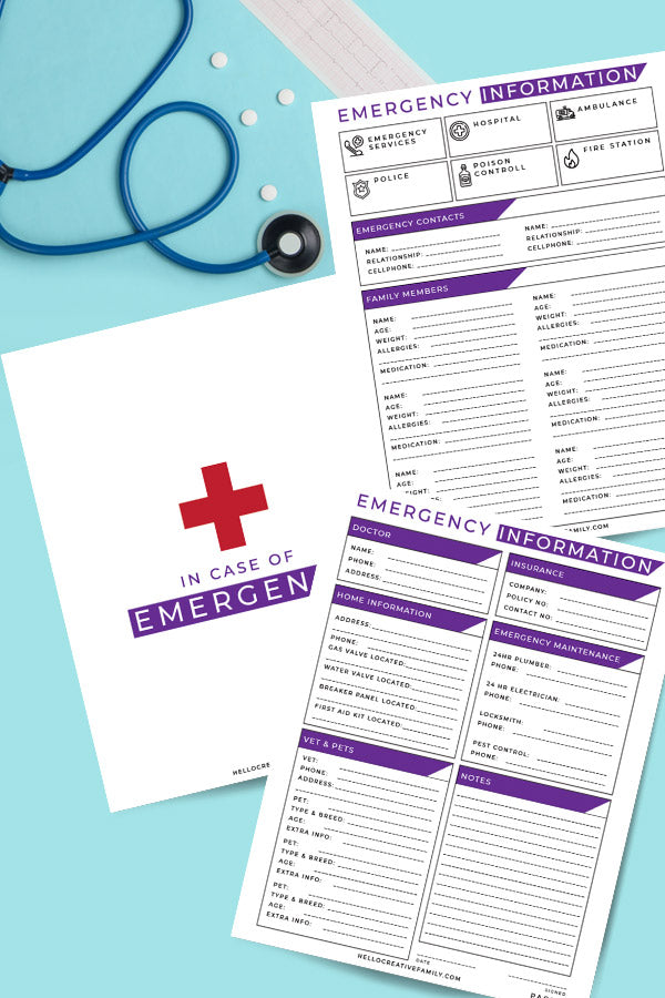 In Case of Emergency Printables – Hello Creative Family