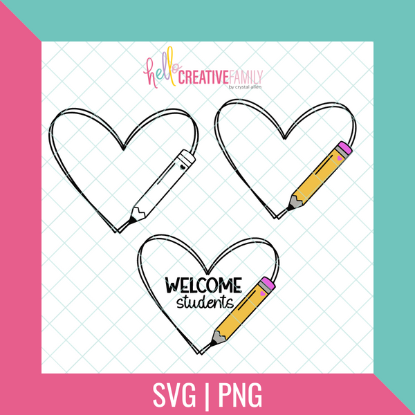 Teacher Pencil Heart Cut File and PNG – Hello Creative Family