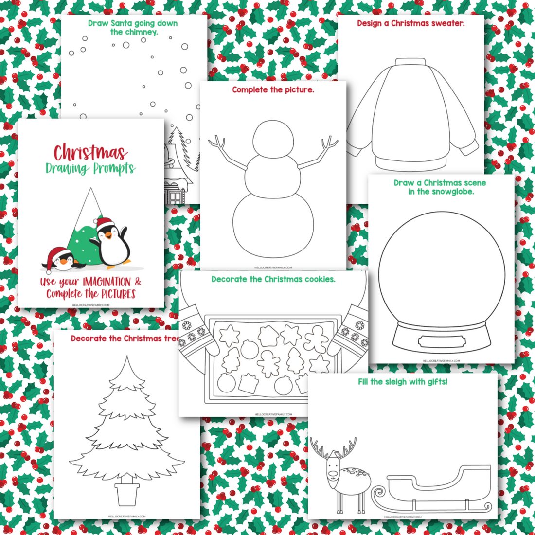 Christmas Drawing Prompts Printable – Hello Creative Family