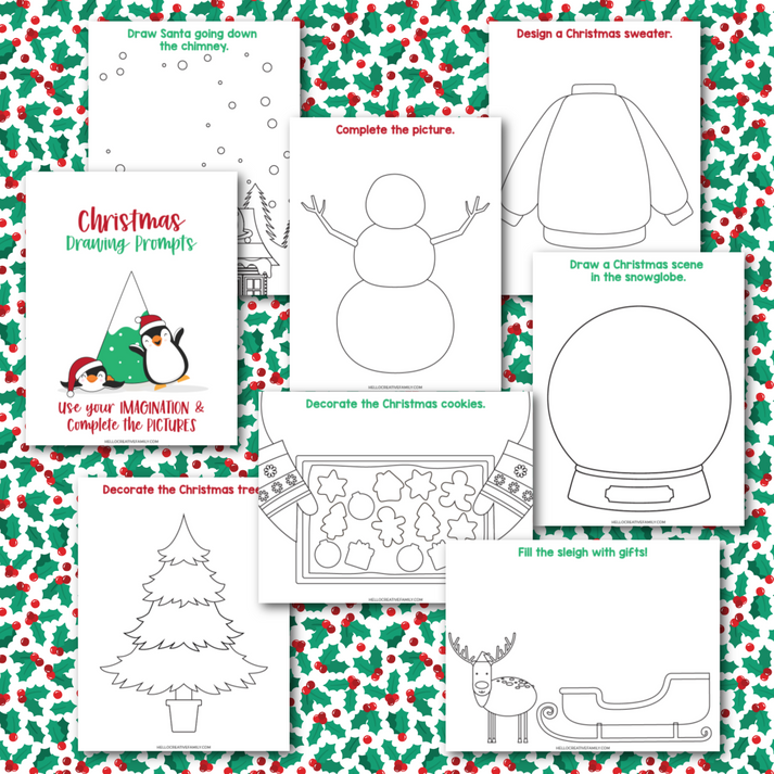Christmas Drawing Prompts Printable – Hello Creative Family